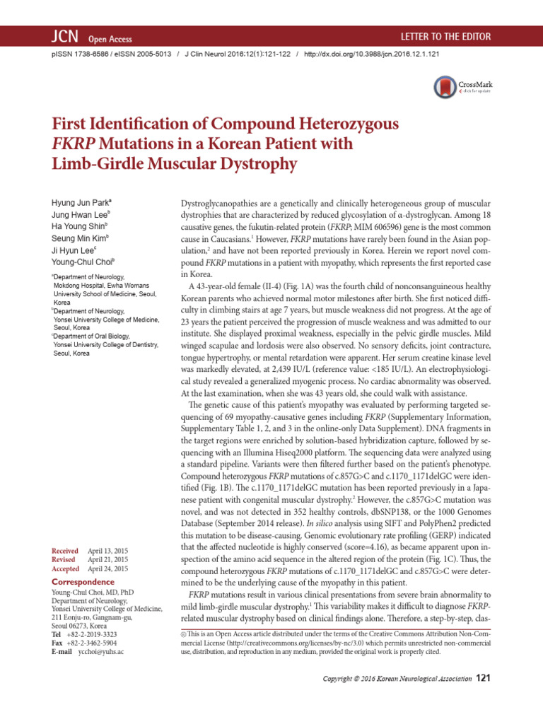 First Identification of Compound Heterozygous FKRP Mutations in A ...