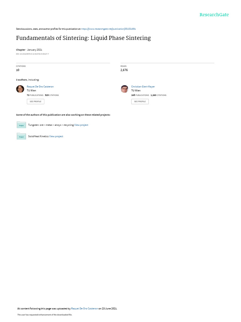 Fundamentals of Sintering Liquid Phase Sintering | PDF