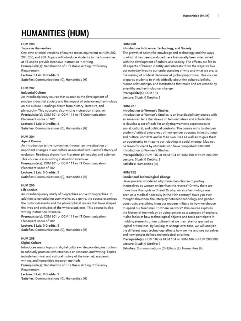 Humanities (HUM) | PDF