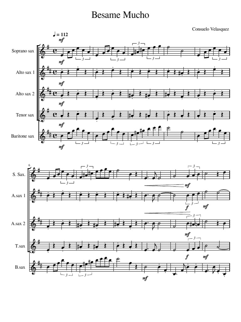 Besame Mucho 樂譜與分譜 | PDF