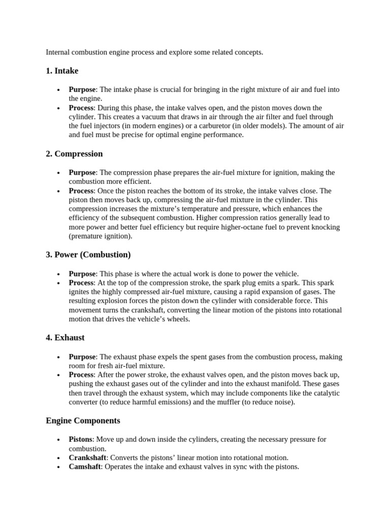 Internal Combustion Engine Process Explained | PDF | Internal ...