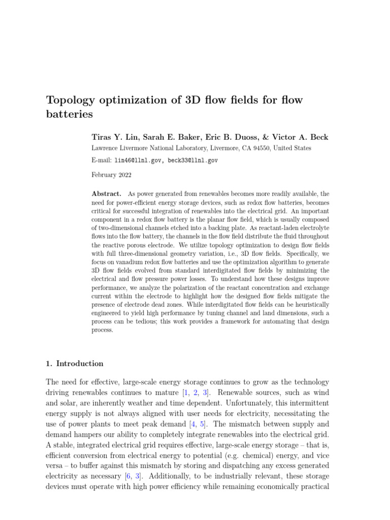 Topology Optimization of 3D Flow Fields For Flow B | PDF