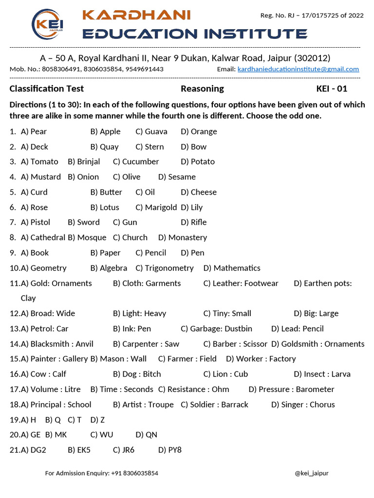 classification test | PDF