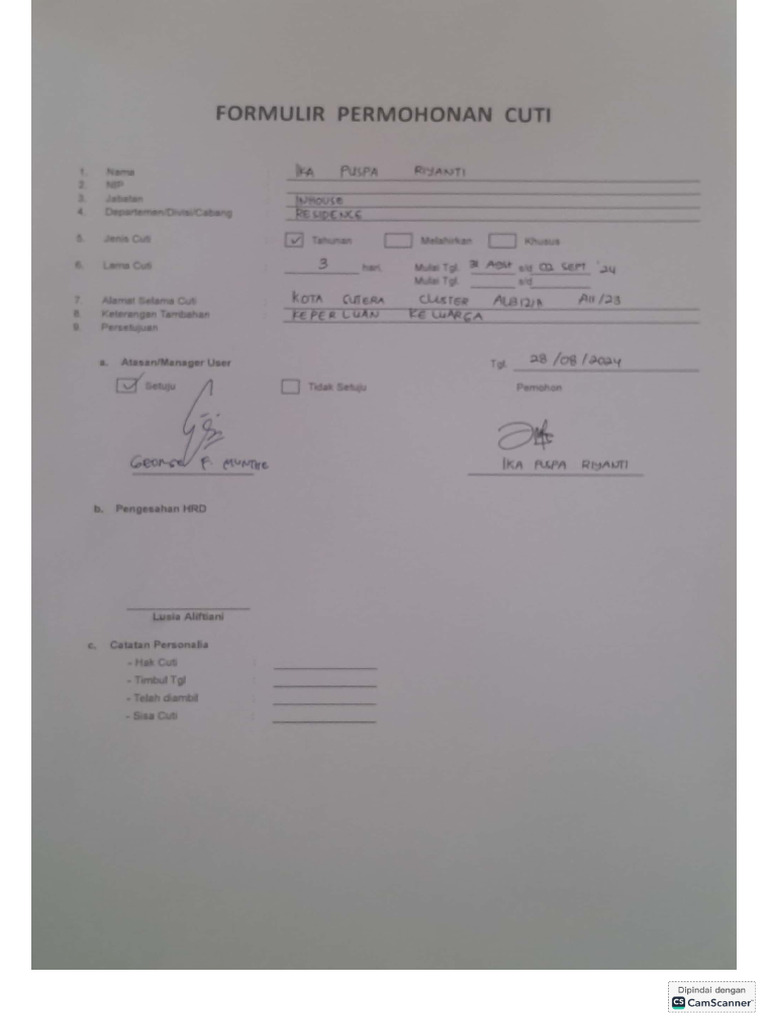 Form Cuti | PDF