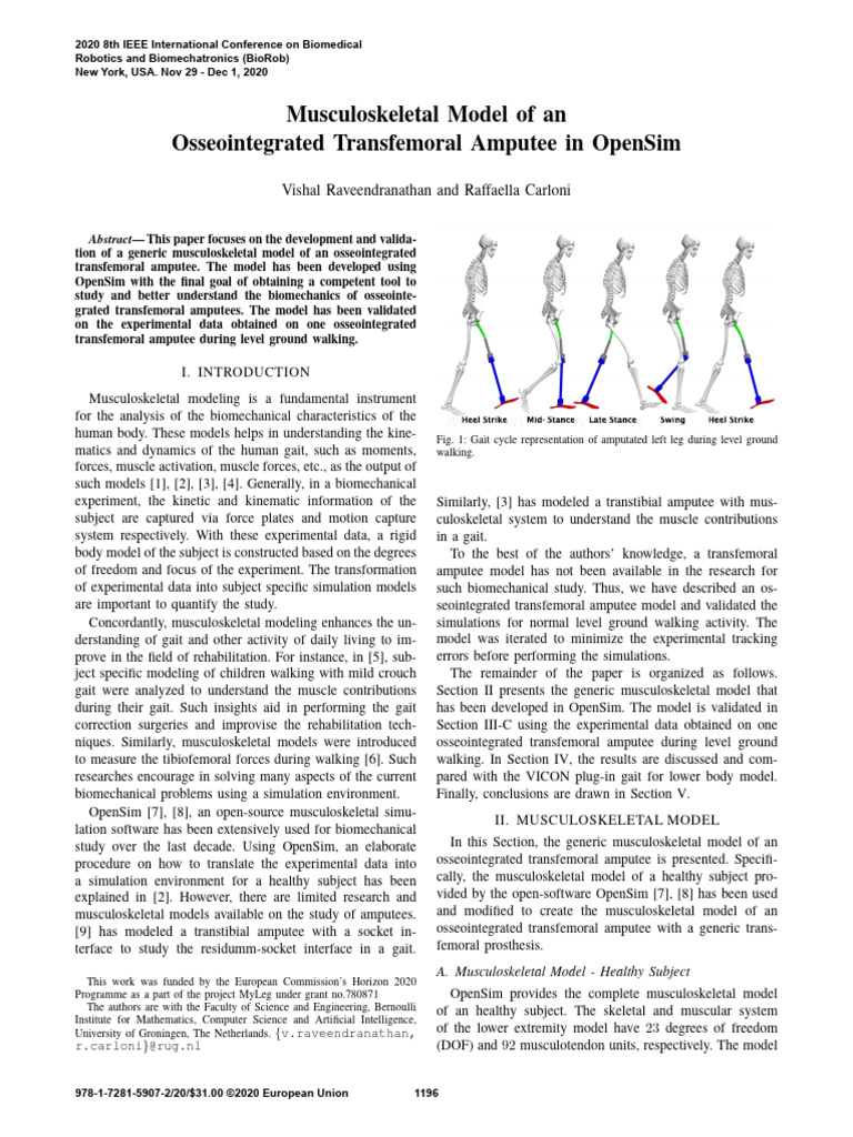 Musculoskeletal Model of An Osseointegrated Transfemoral Amputee in ...