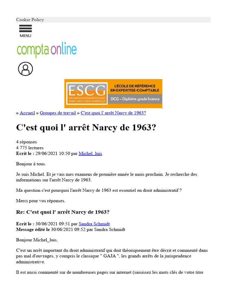 C'est Quoi L' Arrêt Narcy de 1963? | PDF