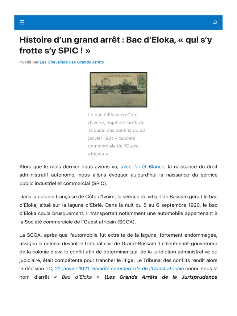 Histoire d’Un Grand Arrêt - Bac d’Eloka, « Qui s’y Frotte s’y SPIC ...