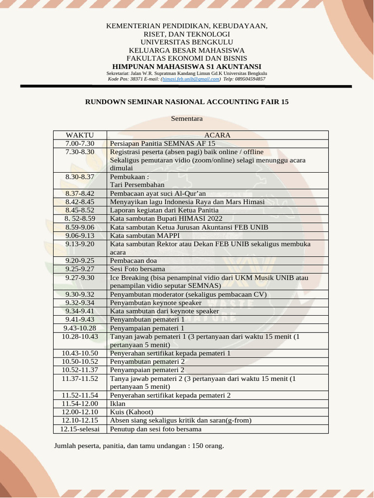 Rundown Semnas | PDF