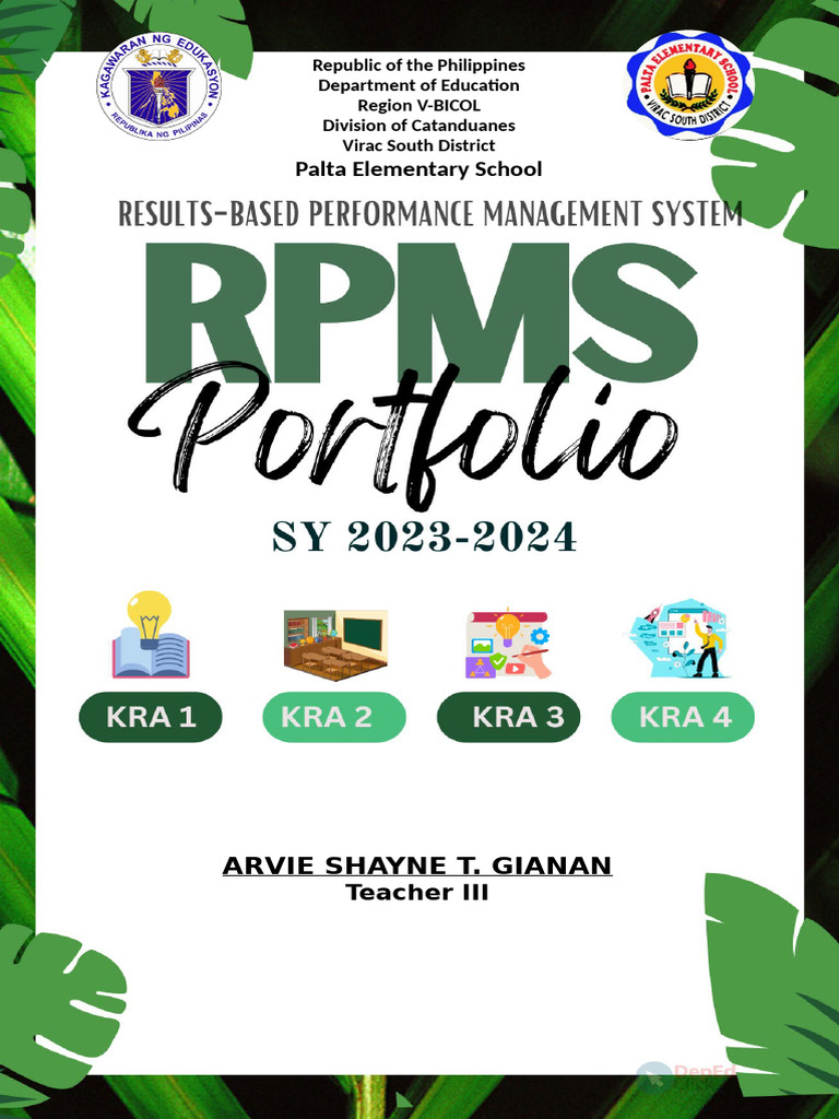 E-Rpms Portfolio (Design 1) 2023-2024 - Depedclick | PDF
