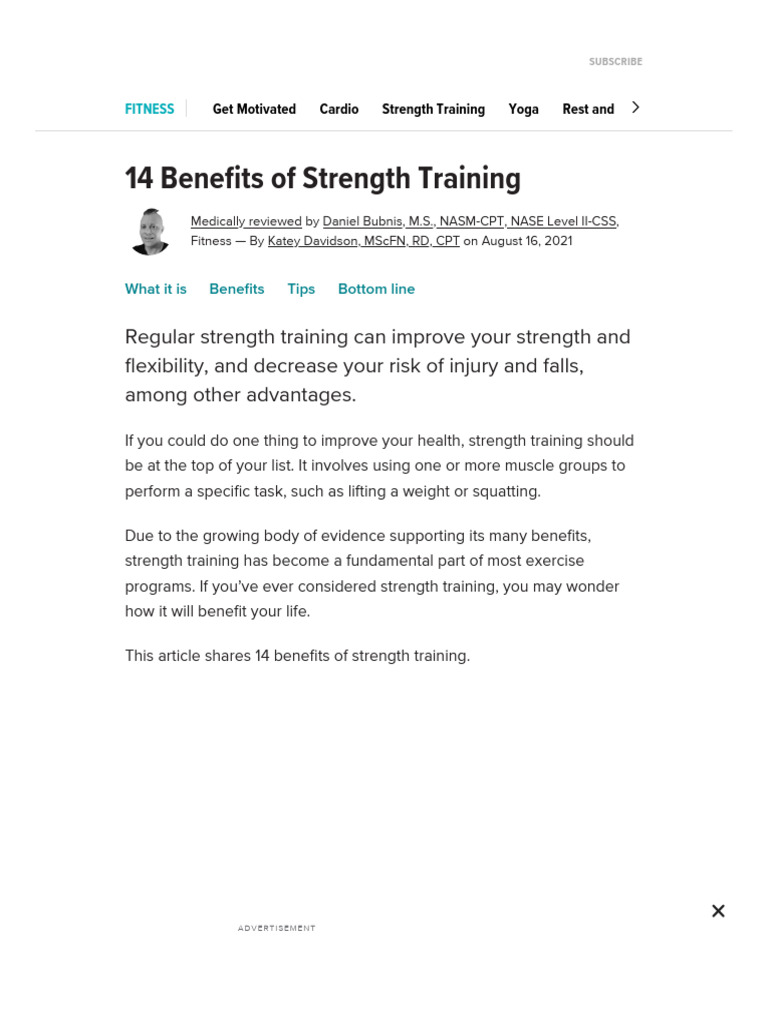 14 Benefits of Strength Training, Backed by Science | PDF