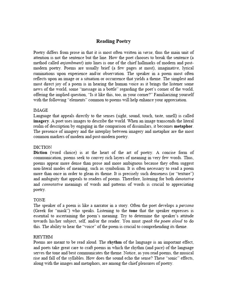 Reading Poetry | PDF