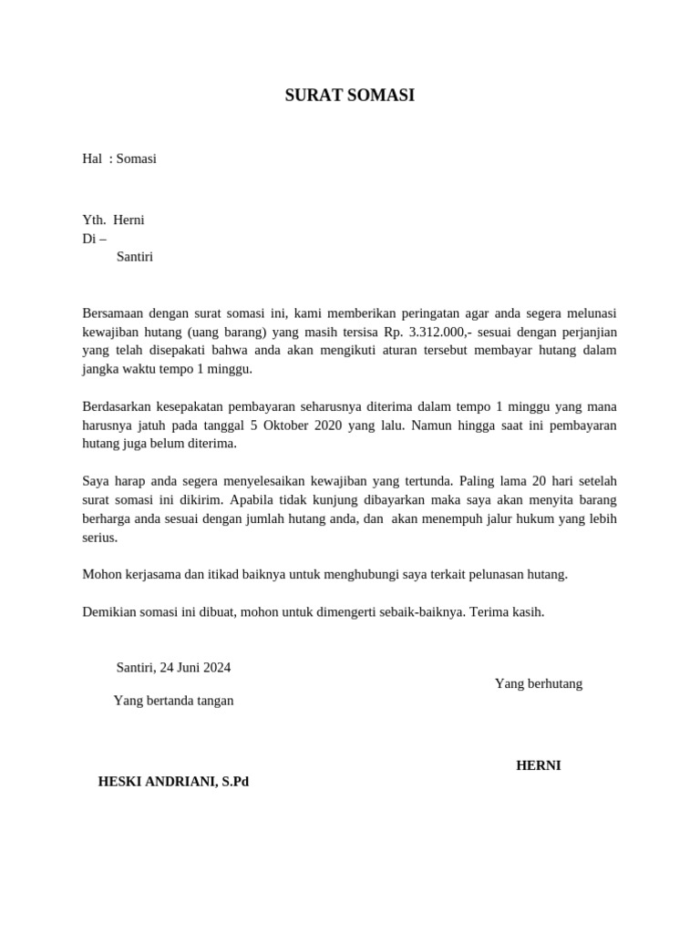 Surat Somasi | PDF