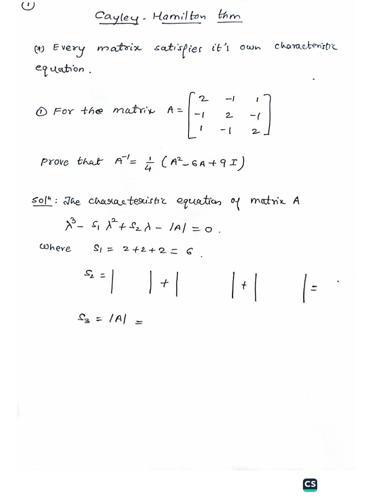 Cayley Hamilton Theorem | PDF