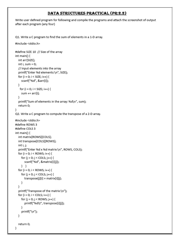2nd Sem Practical Answer | PDF