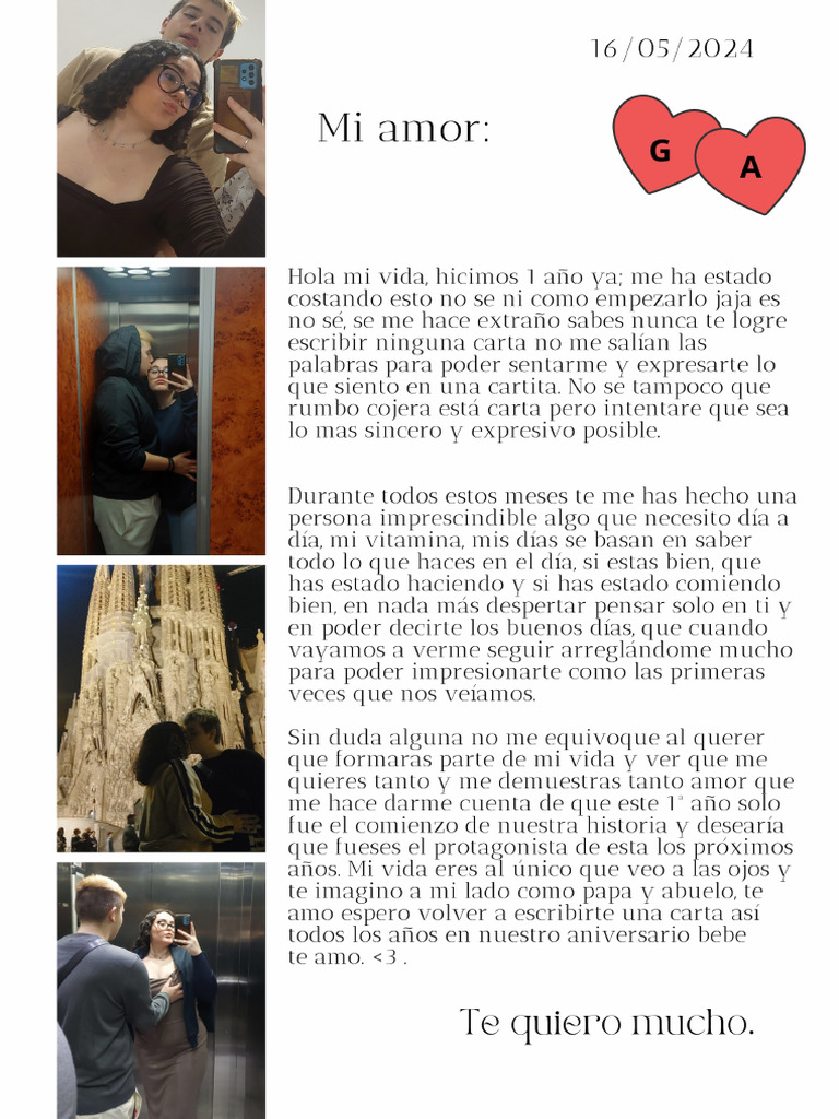 Documento A4 para Imprimir de Carta de Amor Con Fotografã - As para Celebrar Una Fecha Especial ...