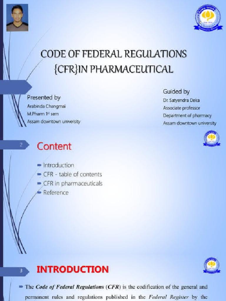 Code of Federal Regulations CFR in Pharmaceutical | PDF