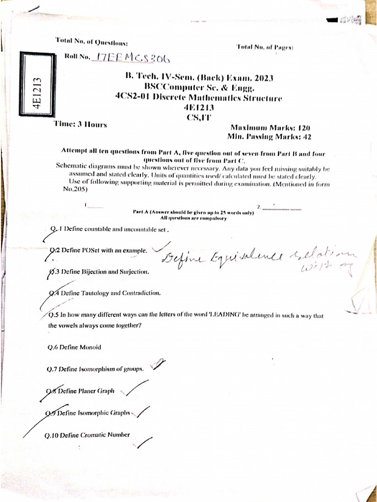 DM (Sem4) Sample Paper 2 | PDF