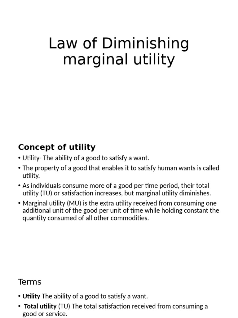 Law of Diminishing Marginal Utility | PDF