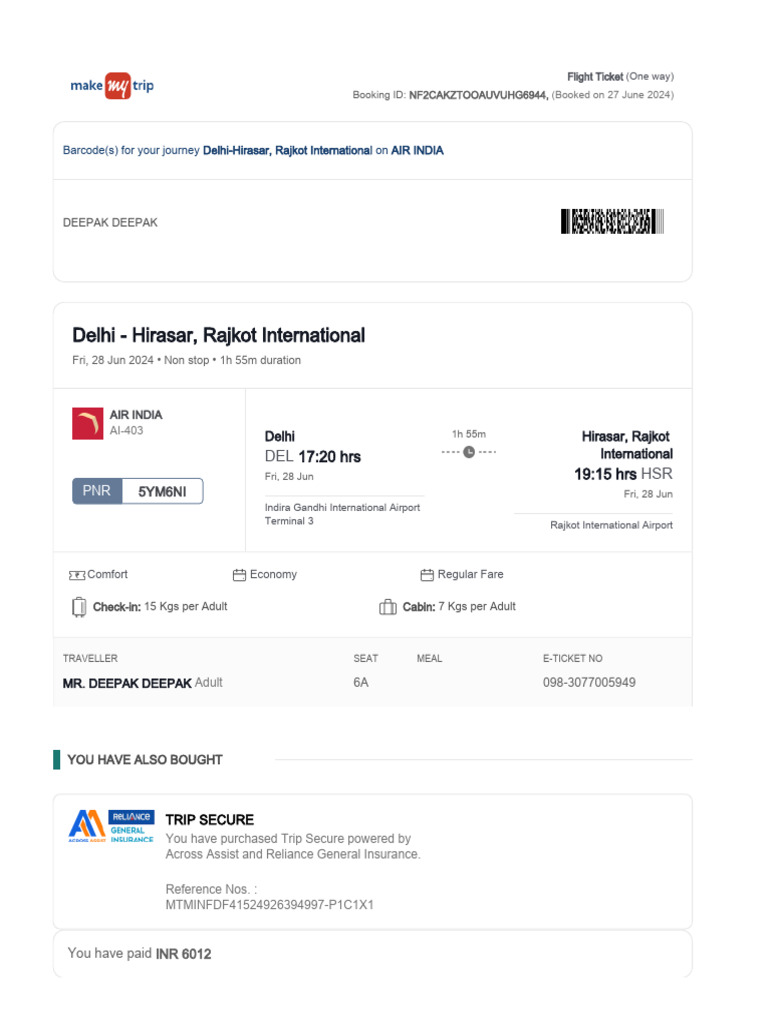 ETicket NF2CAKZTOOAUVUHG6944 | PDF