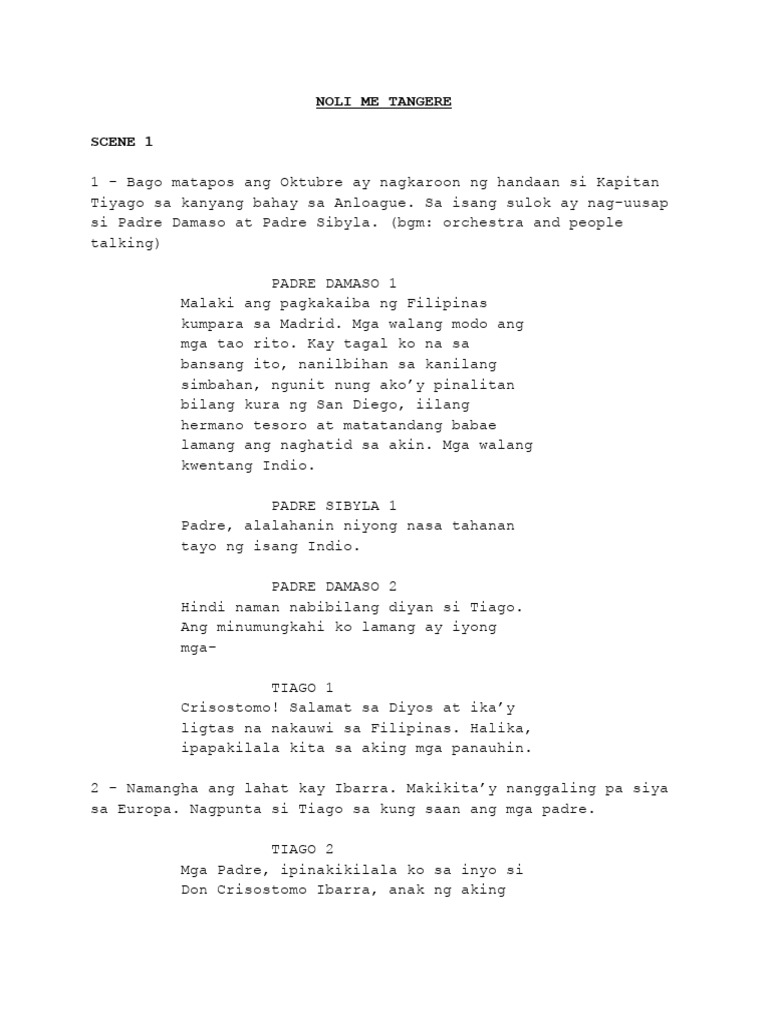 Noli Me Tangere Radio Play Script | PDF