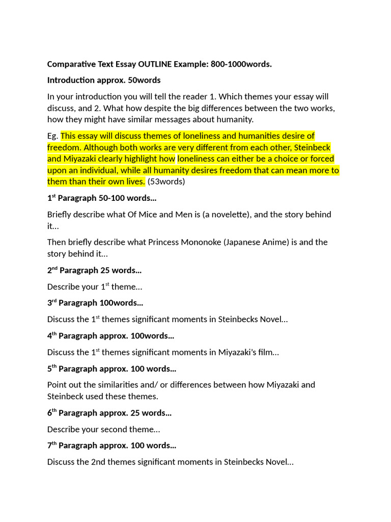 Comparative Text Essay Breakdown | PDF
