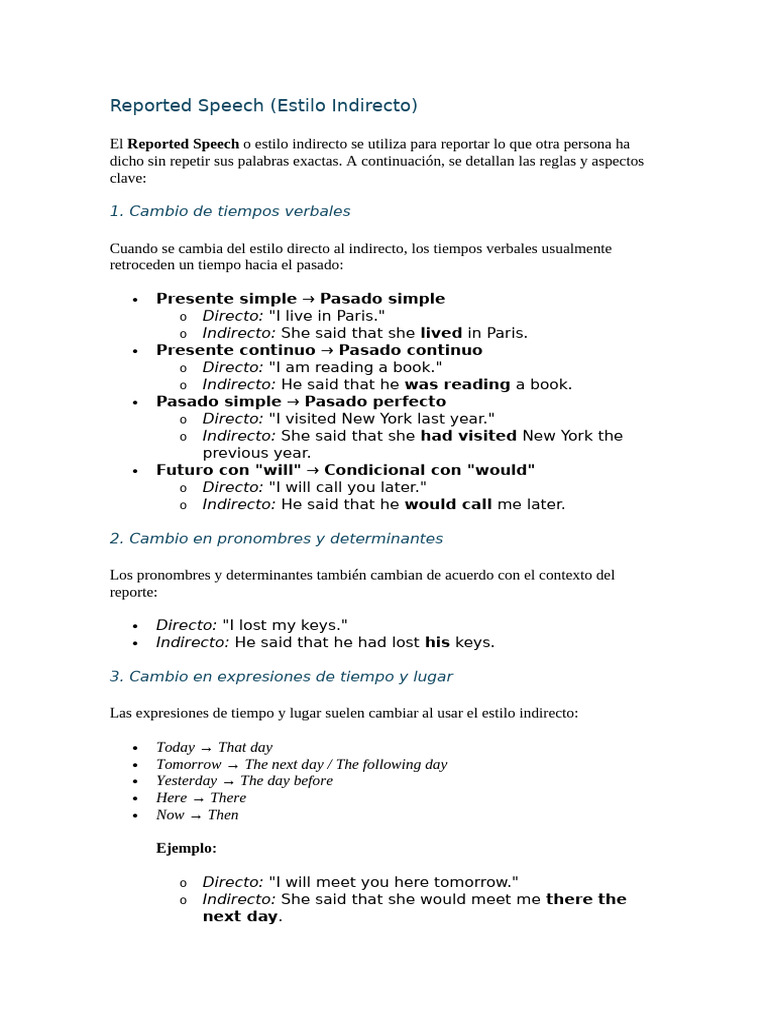 Reported Speach y Voz Pasiva | PDF