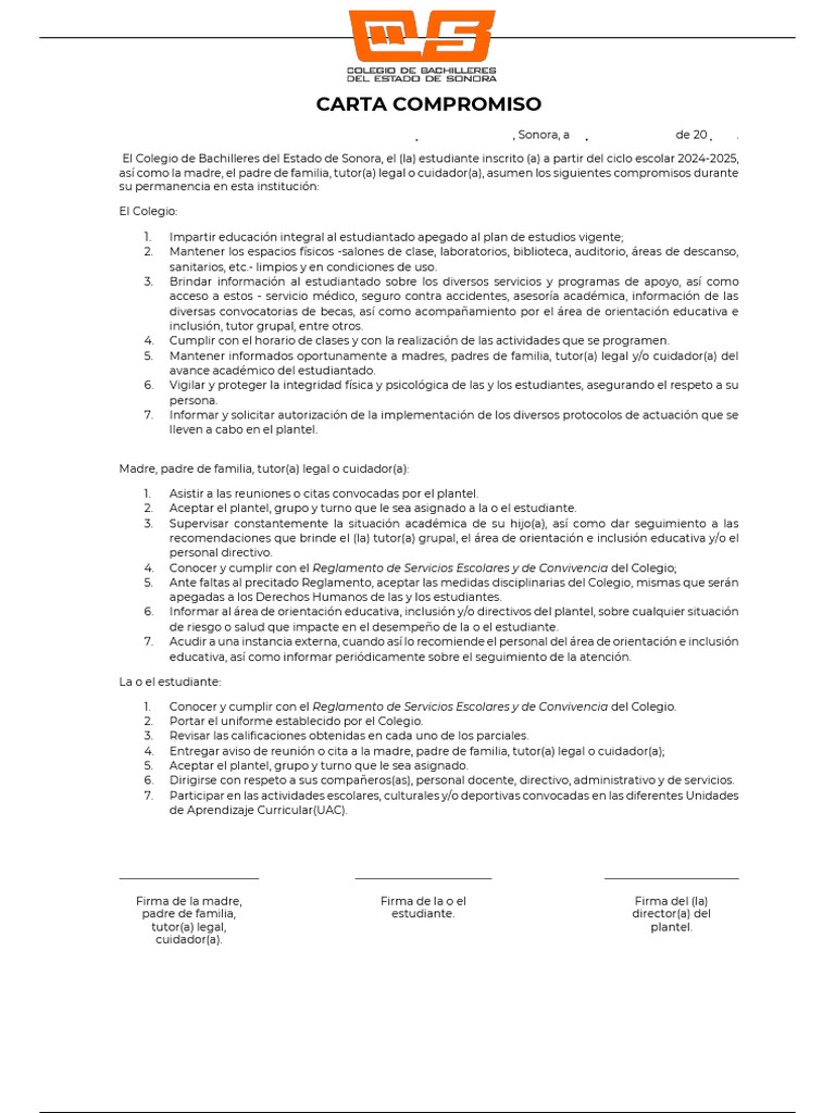 Carta Compromiso | PDF