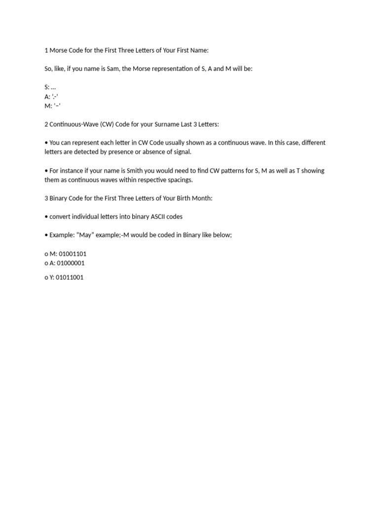1 Morse Code For The First Three Letters of Your First Name | PDF