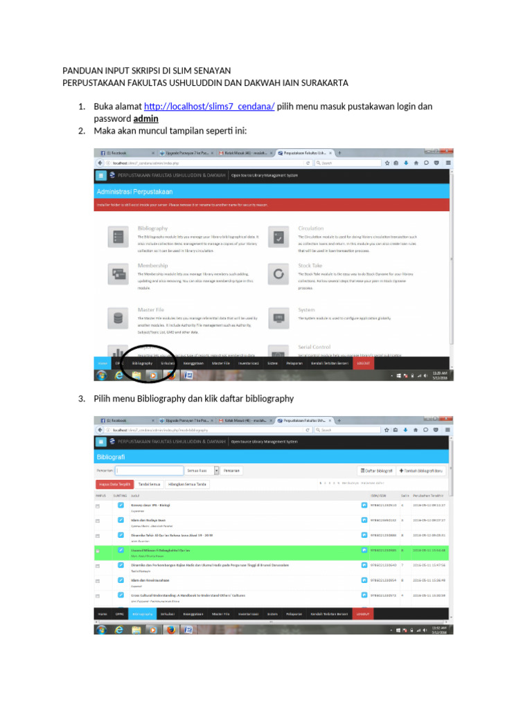 Panduan Input Skripsi Di Slim Senayan | PDF
