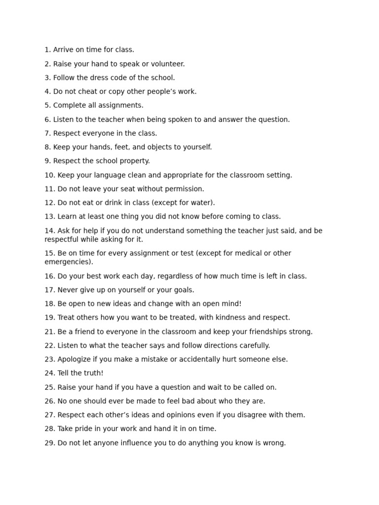 Class Rules | PDF