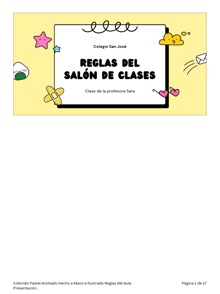 Colorido Pastel Animado Hecho A Mano e Ilustrado Reglas Del Aula ...