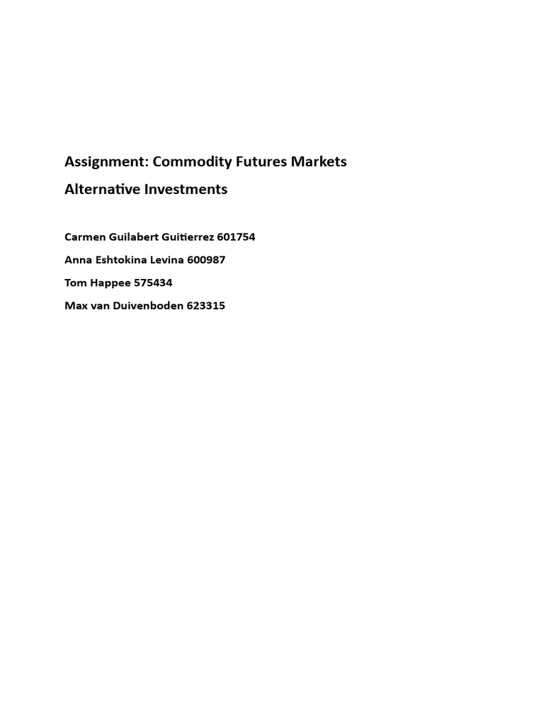 Commodities Assignment Final Version | PDF