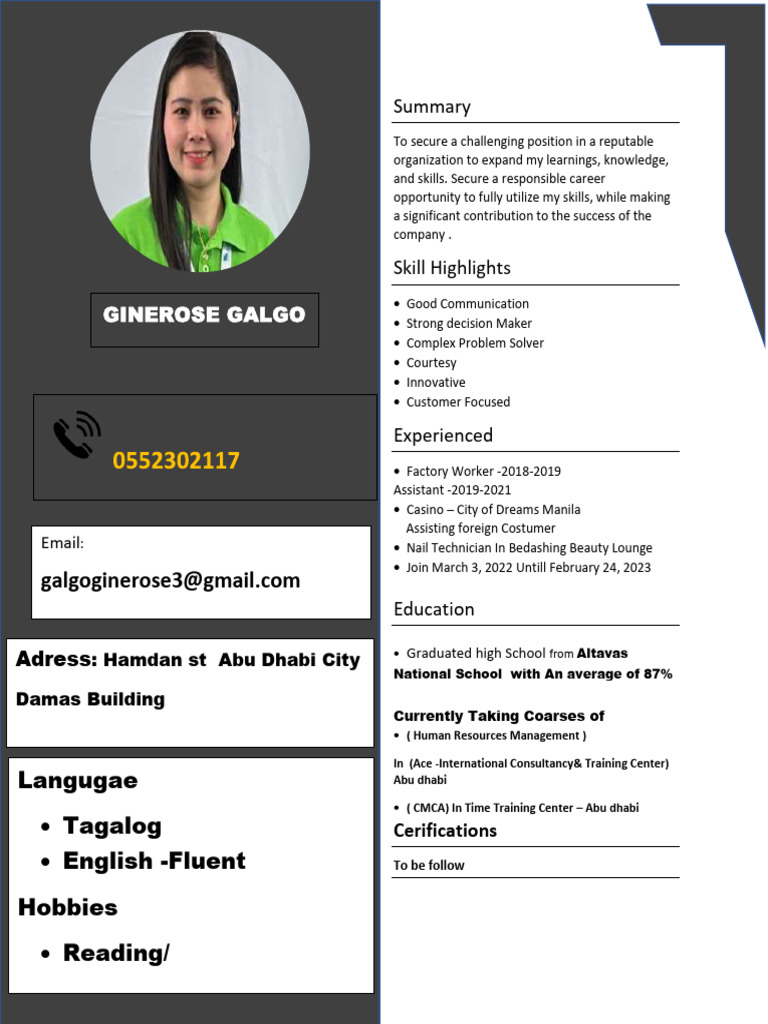 Resume Ginerose Galgo | PDF