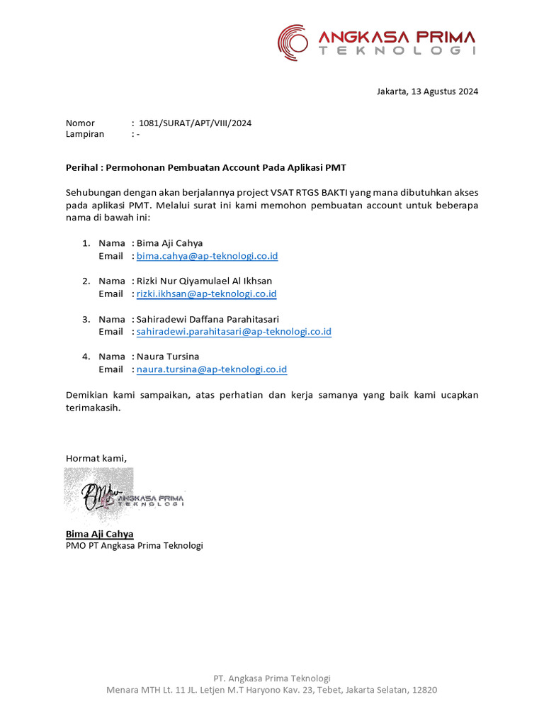 Surat Permohonan PMT | PDF