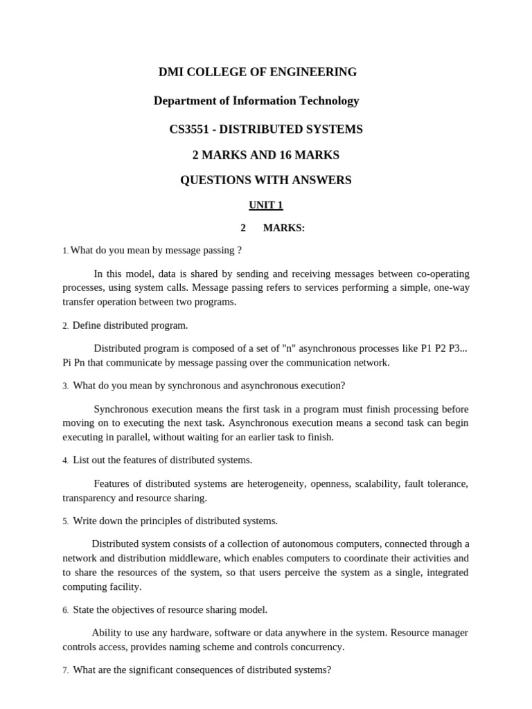 Dmi College of Engineering Department of Information Technology Cs3551 ...