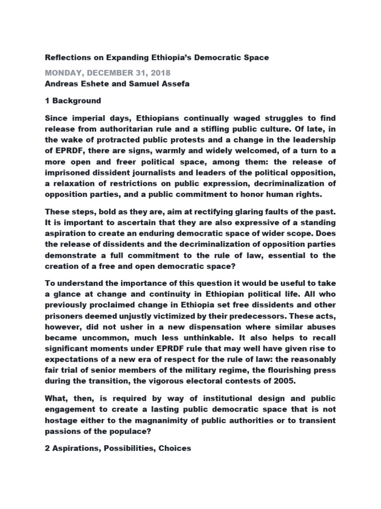 Reflections On Expanding Ethiopia Andreas Eshete and Samuel Assefa ...