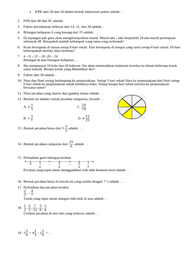 KPK Dari 20 Dan 24 Dalam Bentuk Faktorisasi Prima Adalah | PDF