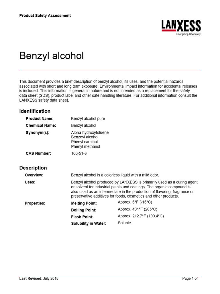 Benzyl Alcohol | PDF