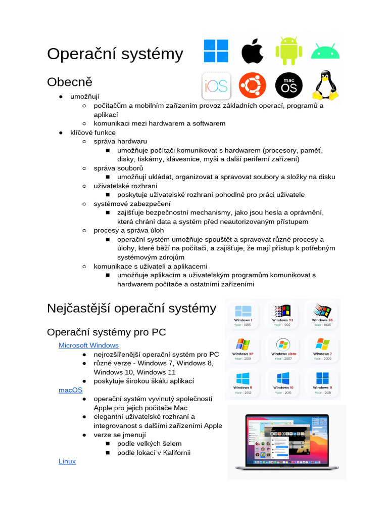 3 - Operační Systémy + Hierarchie V OS | PDF