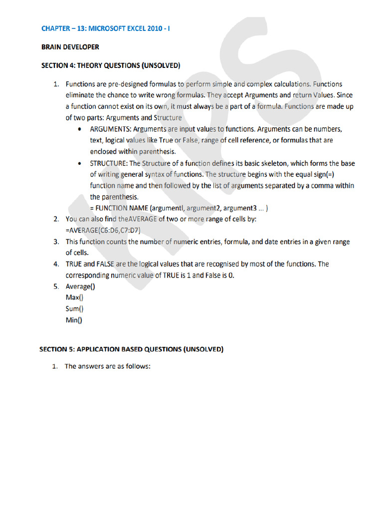CH-7 MS Excel-1 | PDF