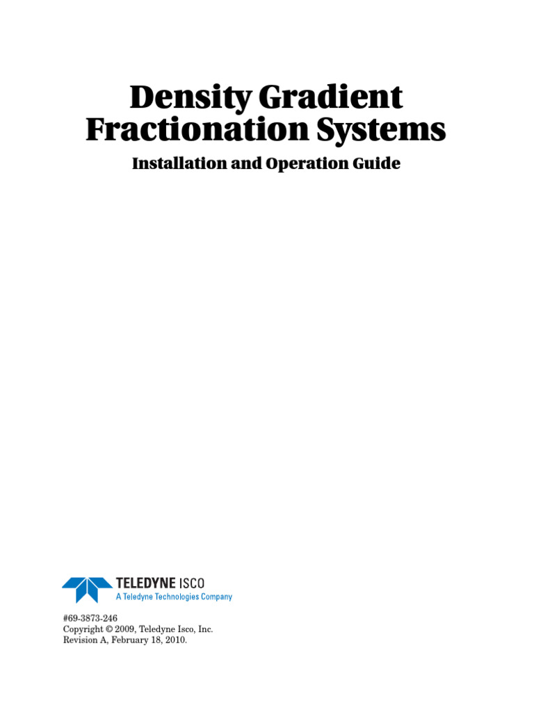 Density Gradient Fractionation Systems User Manual Pdf