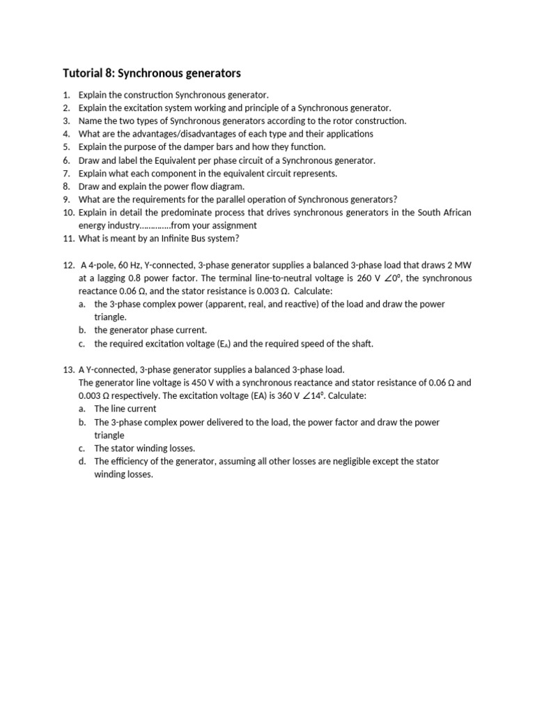 Synchronous Generators: Construction & Calculations | PDF | Computers