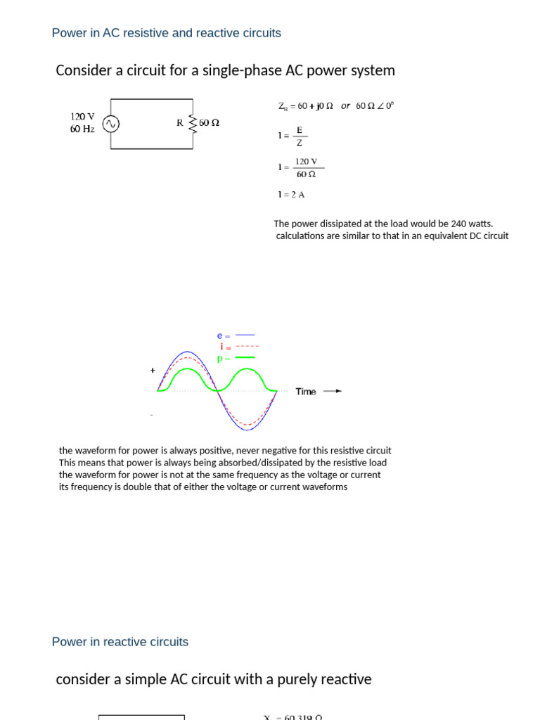 Understanding AC Power: Resistive and Reactive Circuits | PDF | Ac ...