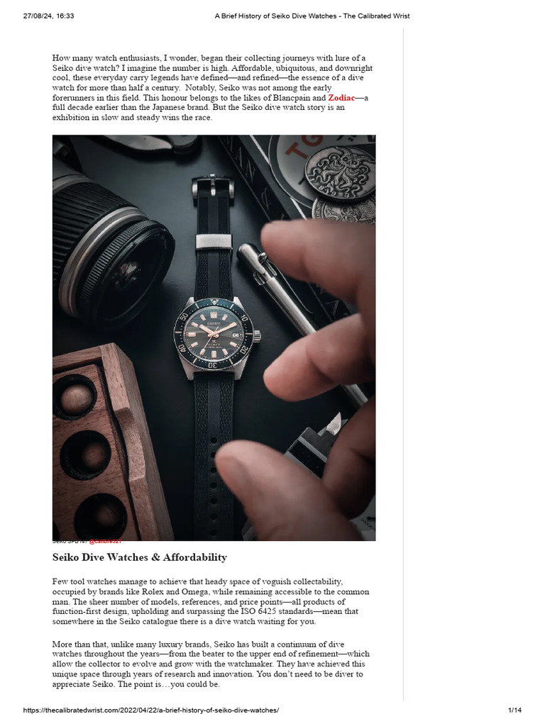 A Brief History of Seiko Dive Watches - The Calibrated Wrist | PDF ...
