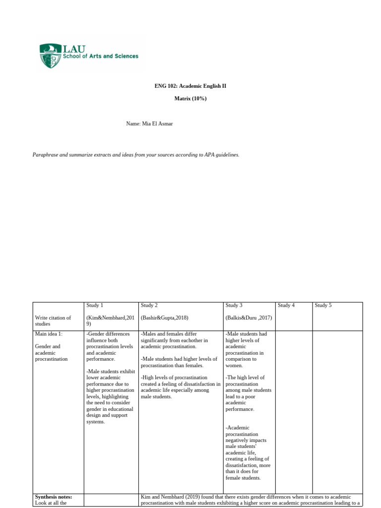 Handout 1 Adjusted Graded Matrix | PDF