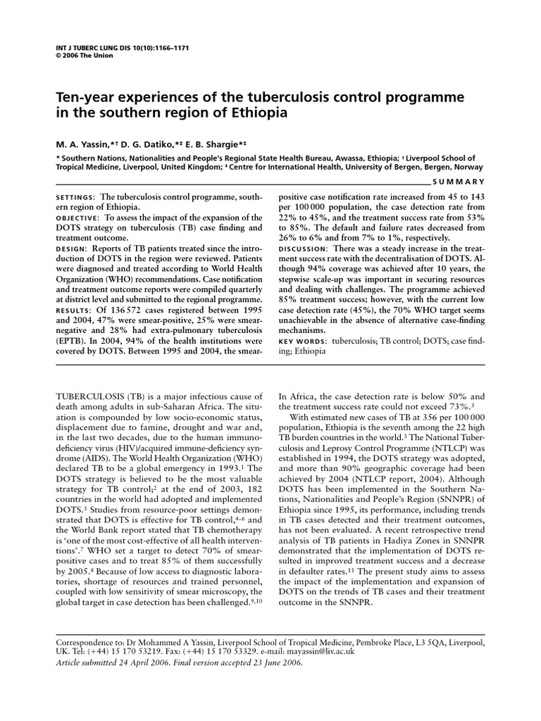 Ten-Year Experiences of The Tuberculosis Control Programme in The ...