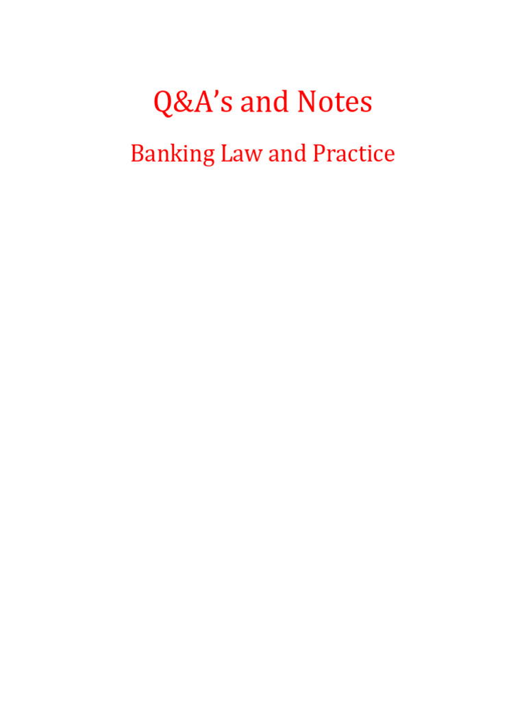 Banking Law and Practice Q and As | PDF