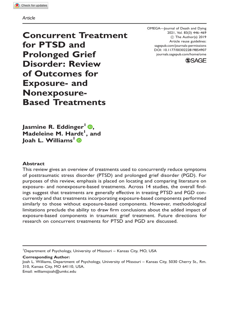 Eddinger Et Al 2019 Concurrent Treatment For PTSD and Prolonged Grief ...
