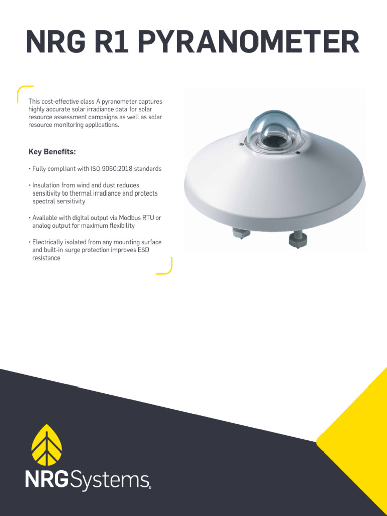NRG R1 PyranometerProduct Sheet 19112022 | PDF