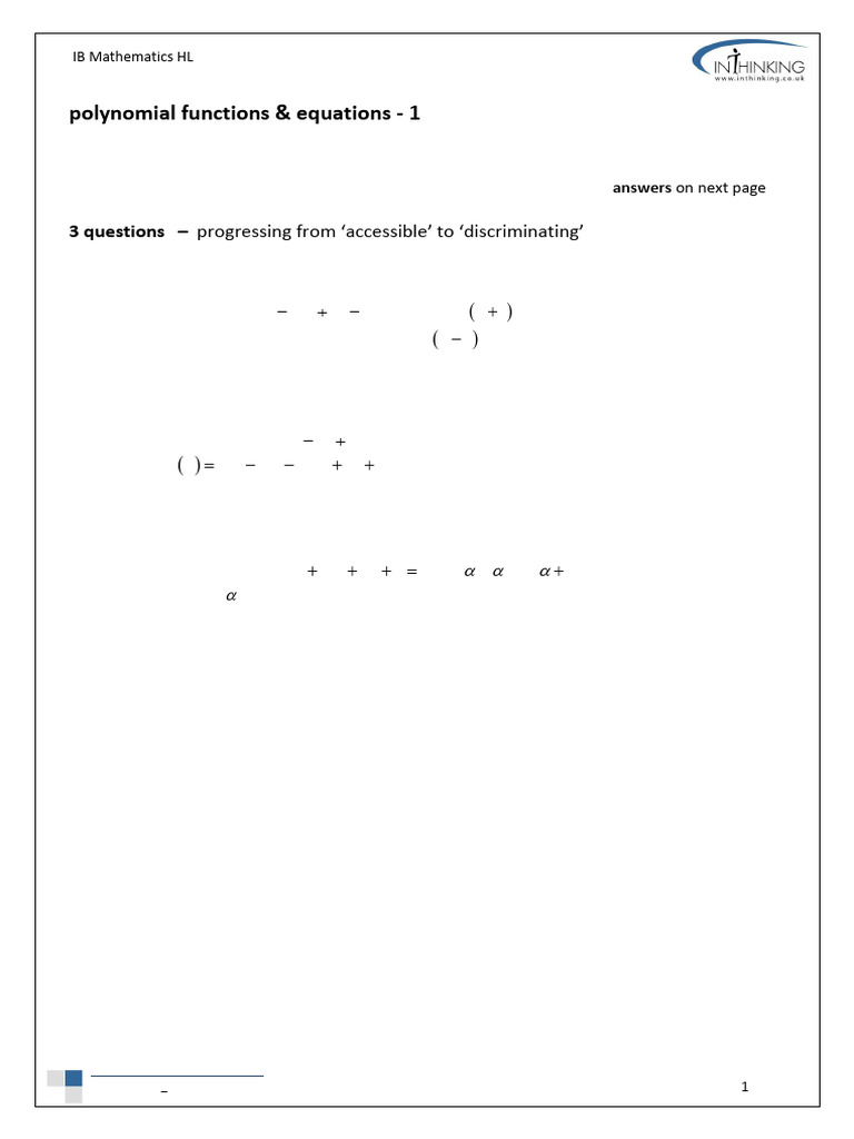 IB Math HL: Polynomial Functions | PDF